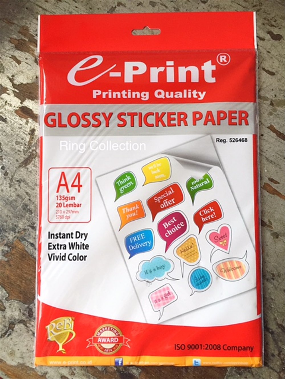 Kertas Sticker Glossy A4 E-print